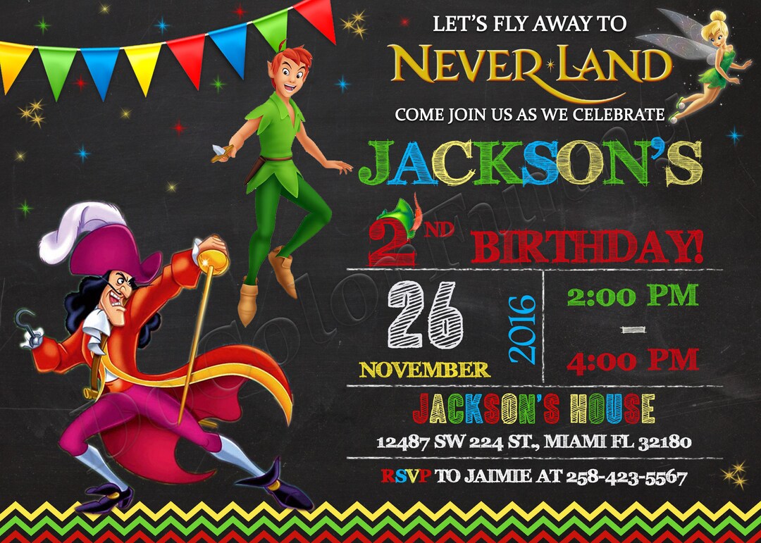 Peter Pan Invitation Peter Pan Birthday Party Invitation Peter Pan ...