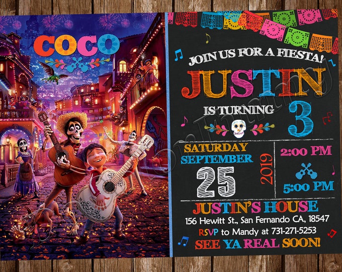 Coco Invitation Coco Birthday Invitation Fiesta Invitation Coco Party ...