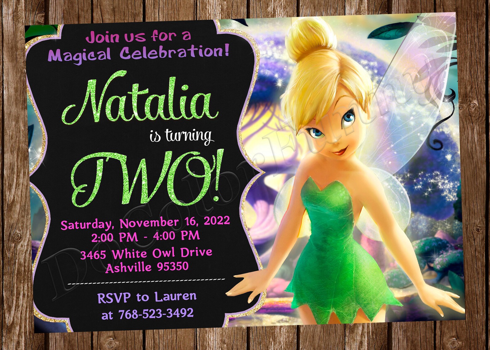 Tinkerbell Invitation Tinker Bell Invitation Tinkerbell Birthday Party ...