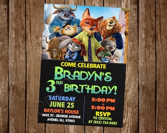 Zootopia Invitation Zootopia Birthday Invitation Zootopia Party ...