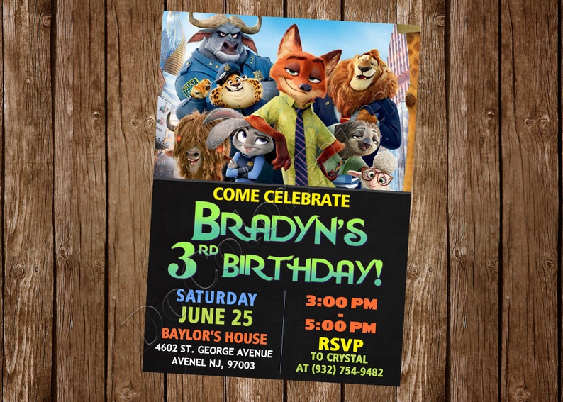 Zootopia Invitation Zootopia Birthday Invitation Zootopia Party ...