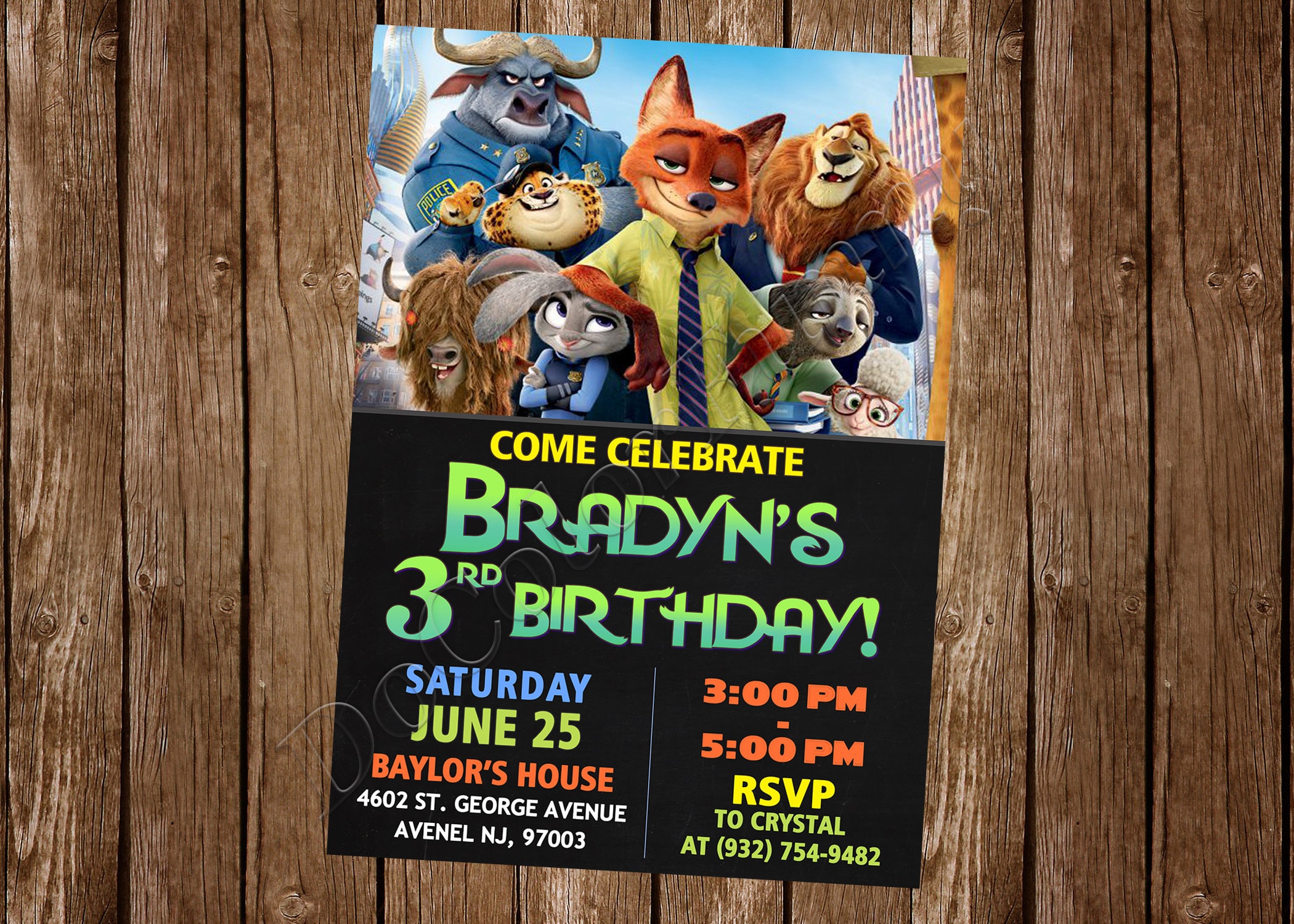 Invitación de Zootopia Invitación de cumpleaños de Zootopia Fiesta de ...