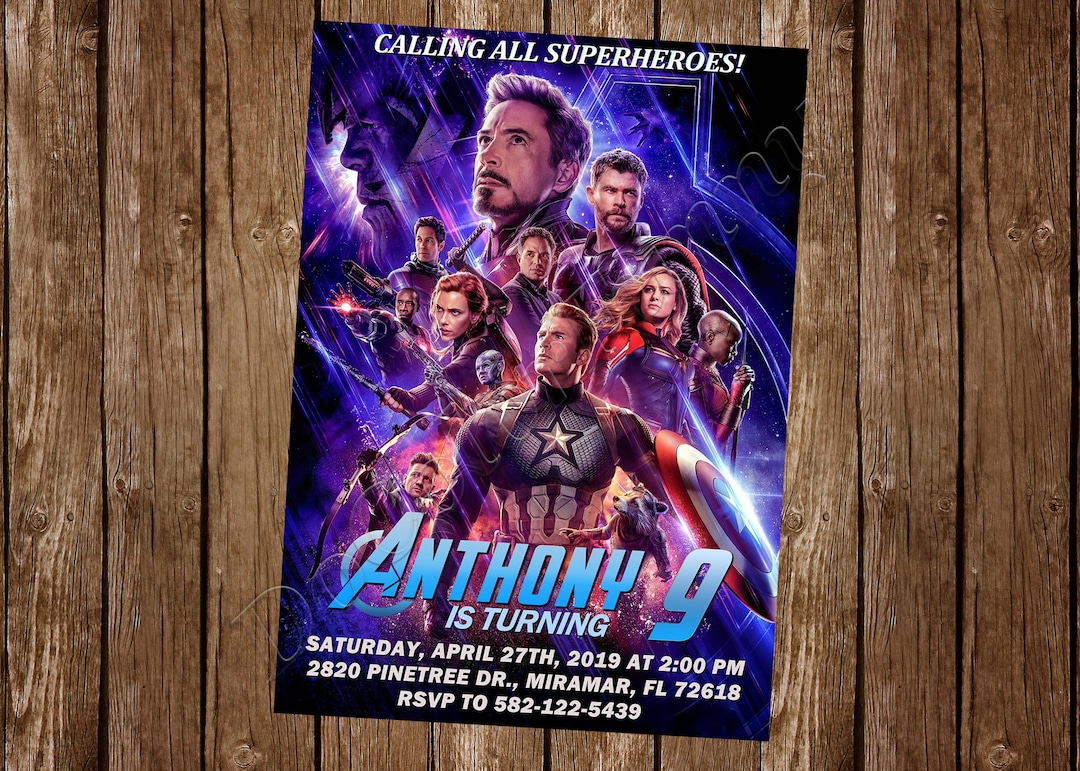 Avengers Endgame Invitation Avengers Invitation Avengers Endgame ...