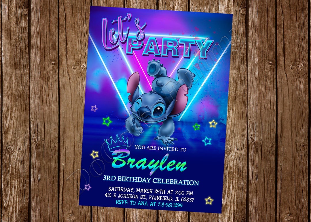 Stitch Invitation Stitch Birthday Invitation Stitch Birthday Party ...
