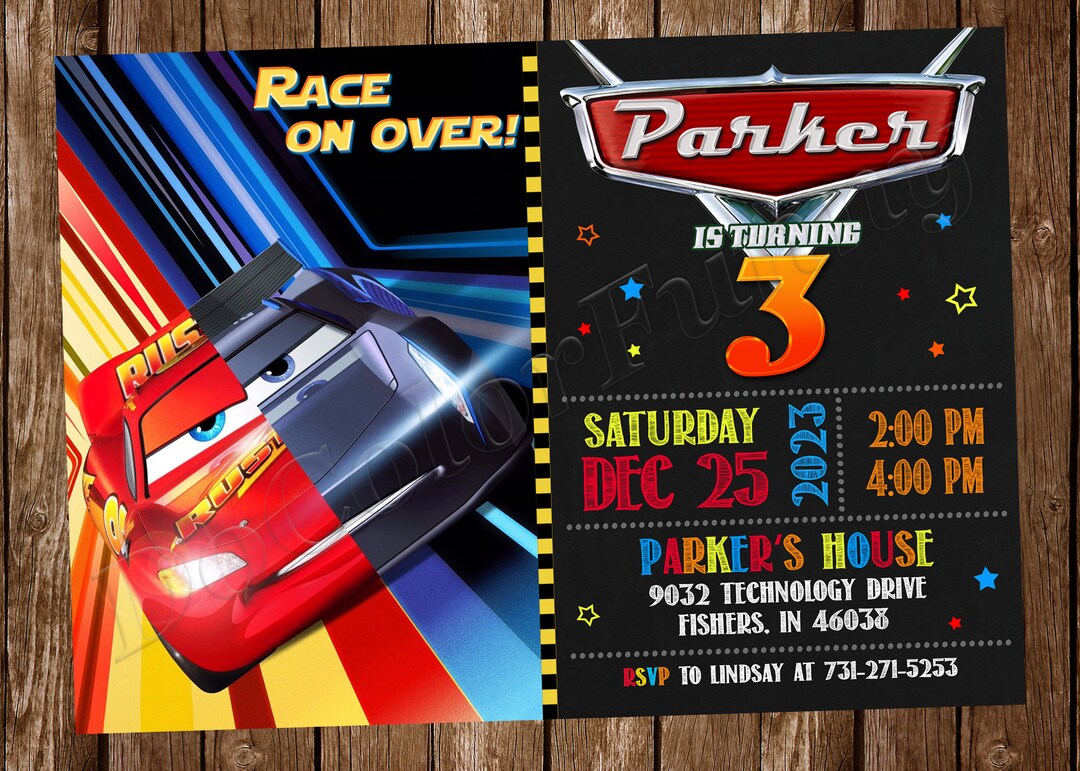 Cars Invitation Cars 3 Invitation Cars Birthday Party - Etsy