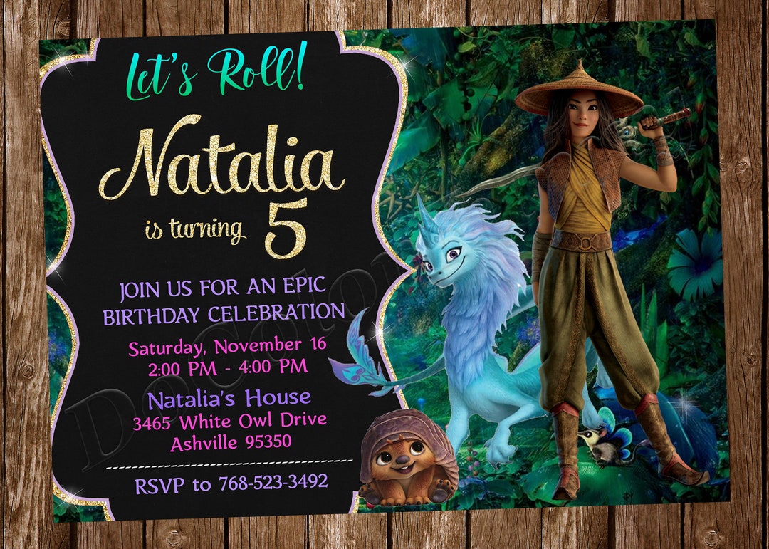 Raya and the Last Dragon Invitation Raya Invitation Raya Birthday Party ...