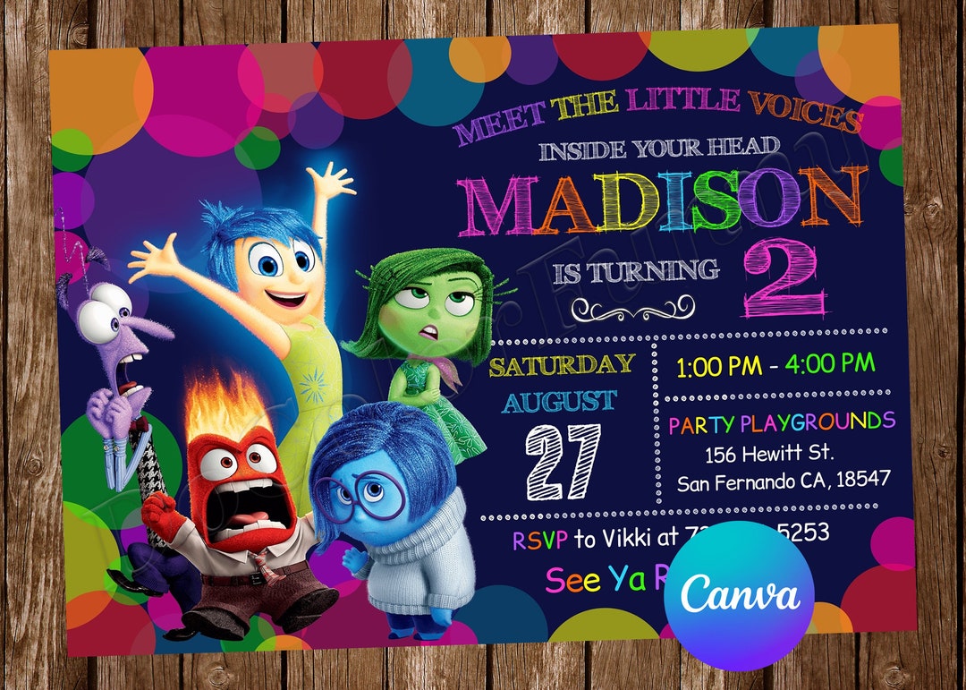 Inside Out Invitation Birthday Party Inside Out Birthday Invitation ...
