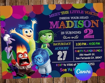 Inside Out Invitation Inside Out Birthday Invitation Inside Out Party ...