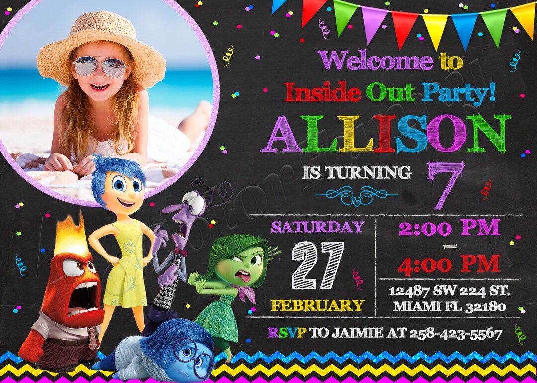 Inside Out Invitation Inside Out Birthday Invitation Inside Out Party ...