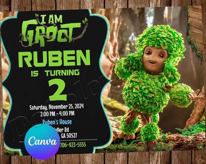 Groot Invitation Groot Birthday Groot Invite Groot Birthday Invitation ...