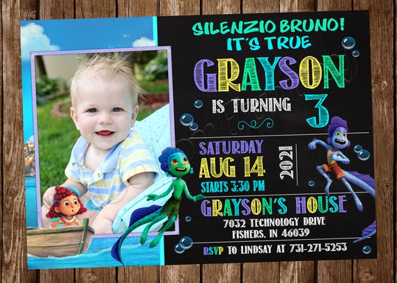 Luca Invitation Luca Birthday Luca Party Luca Invite Luca | Etsy