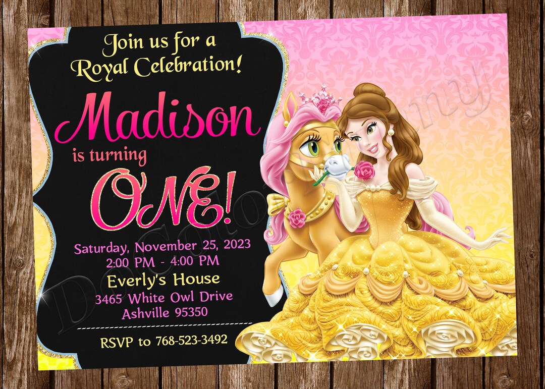 Belle Invitation Princess Belle Invitation Belle Birthday Invitation ...