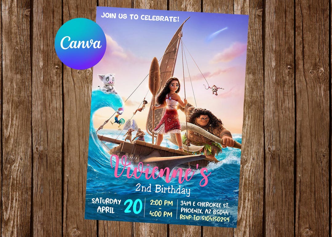 Moana Invitation Birthday Party Moana Birthday Invitation Moana Invite ...
