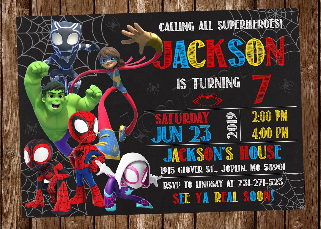 Spidey and His Amazing Friends Invitation Spidey Invitation Spidey ...