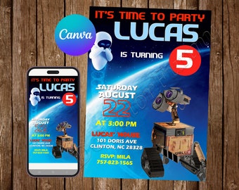 Wall E Invitation Wall E Birthday Invitation Wall E Party Wall E ...