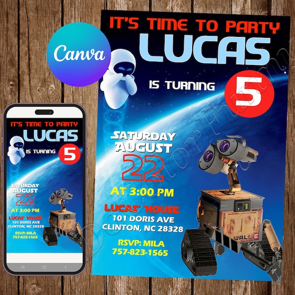 Wall E Invitation - Etsy