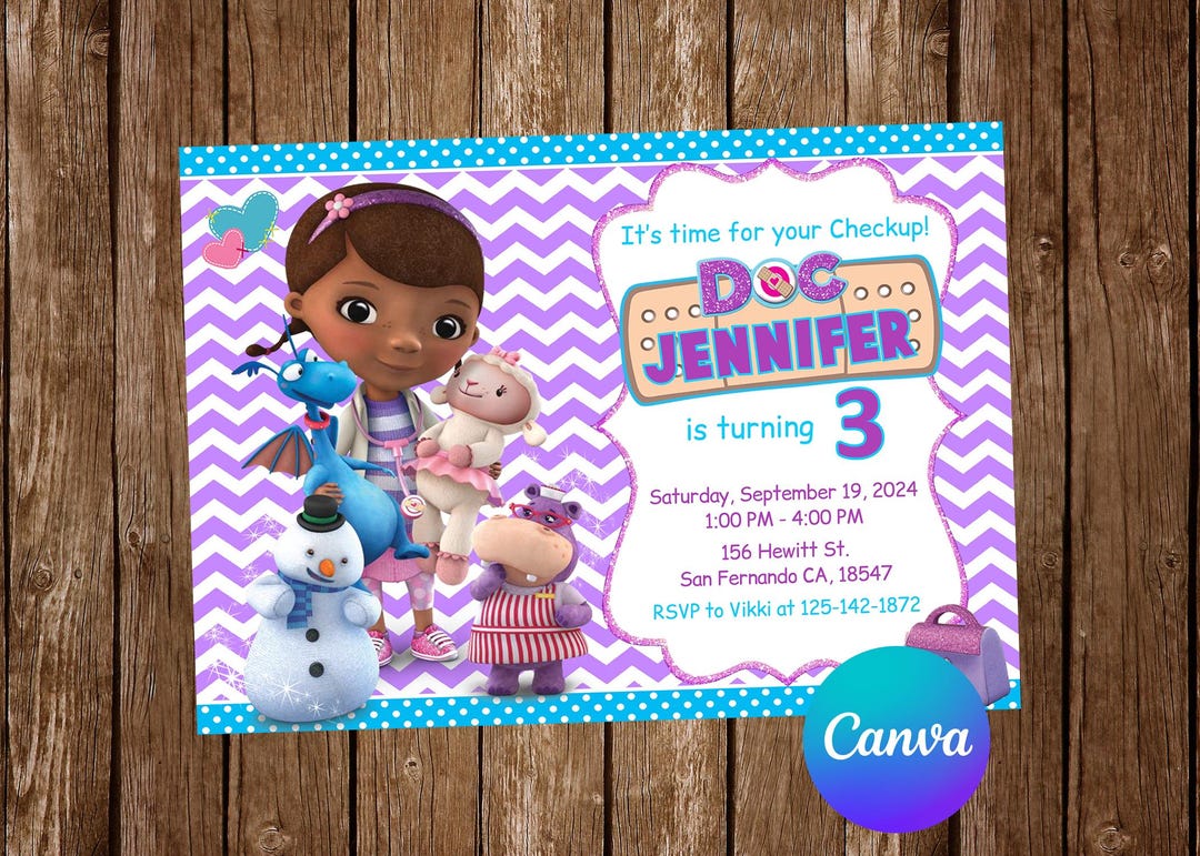 Doc Mcstuffins Invitation Birthday Party Doc Mcstuffins Birthday ...