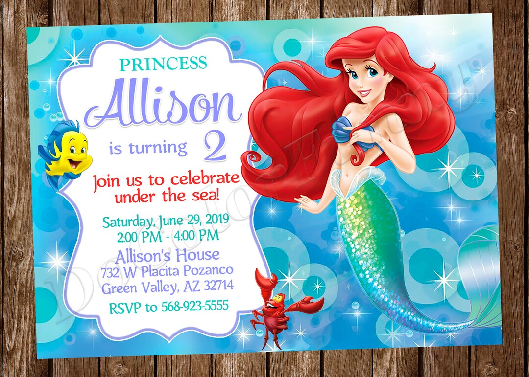 Little Mermaid Invitation Ariel Invitation Little Mermaid Birthday ...