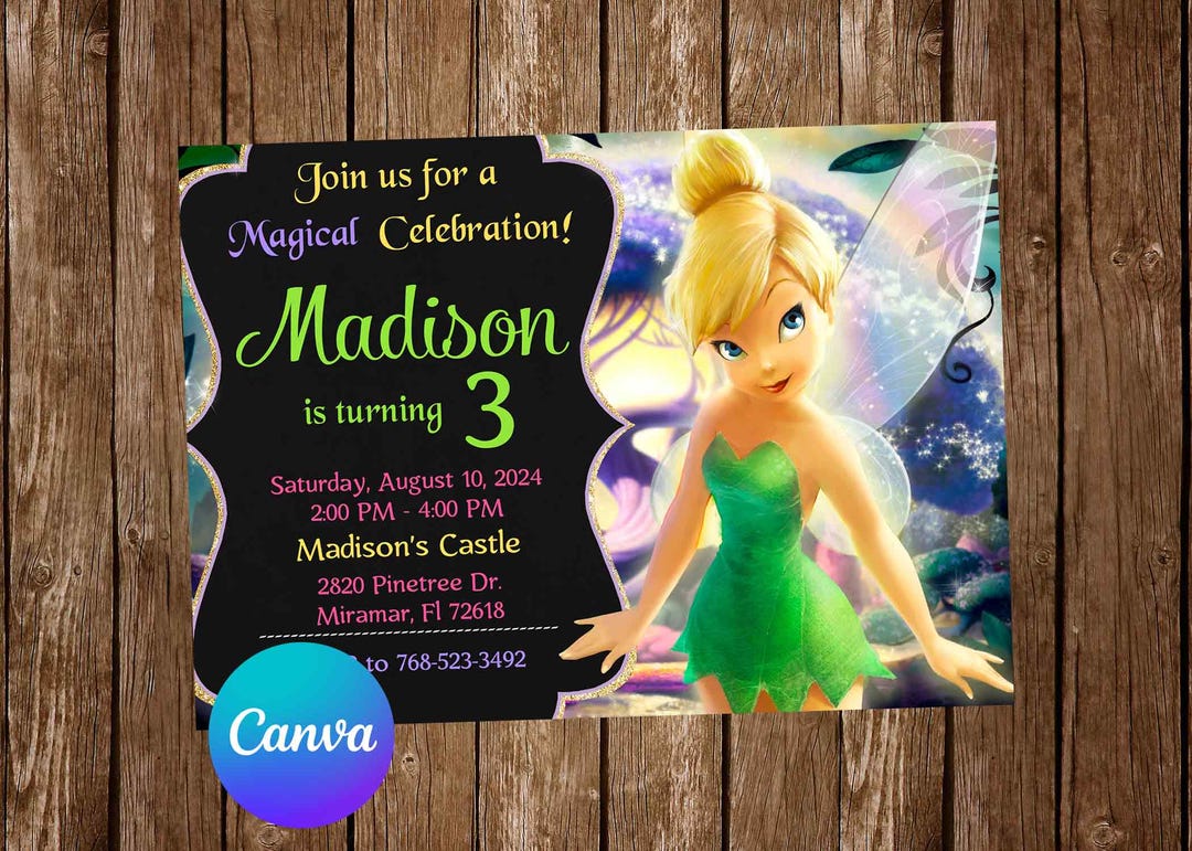 Tinkerbell Invitation Birthday Party Tinkerbell Birthday Invitation ...