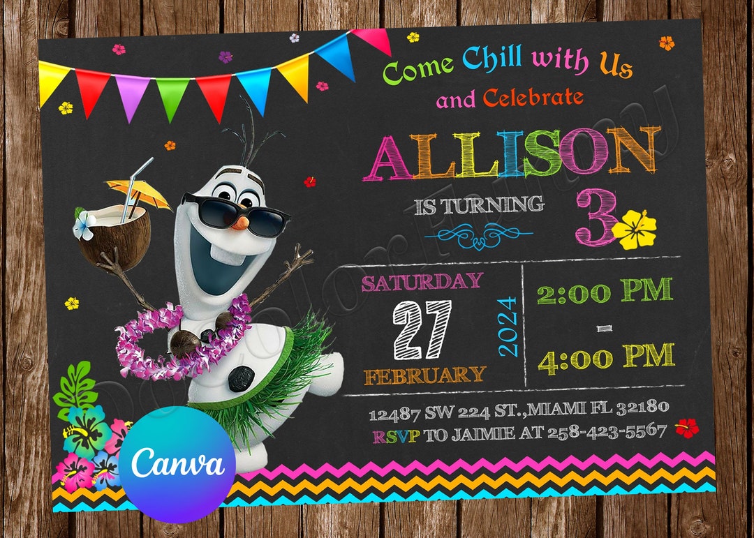 Olaf Invitation Frozen Invitation Birthday Party Frozen Birthday ...
