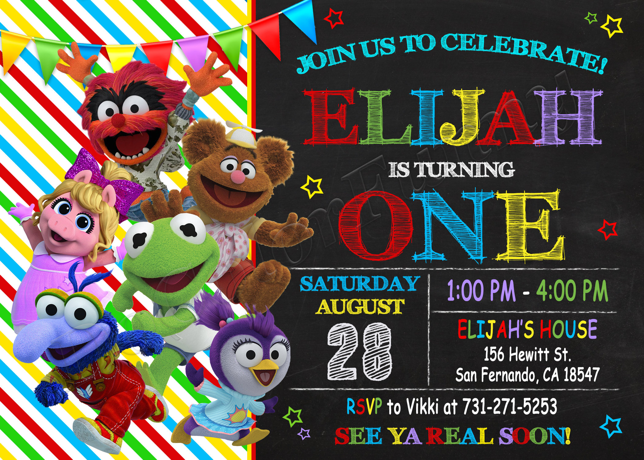 Muppet Babies Invitation Muppet Babies Birthday Party Invitation Muppet ...