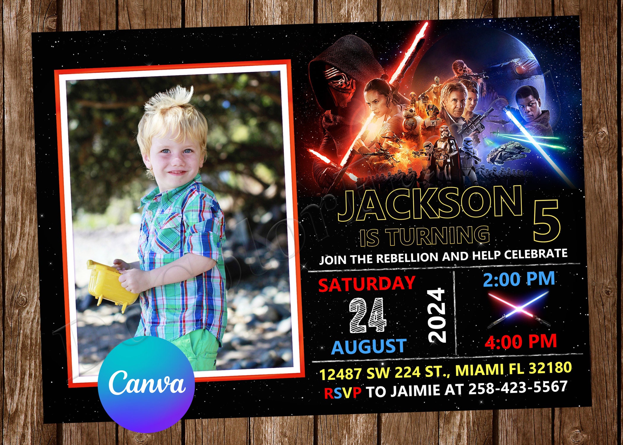 Star Wars Invitation Birthday Party Star Wars Birthday Invitation Star ...