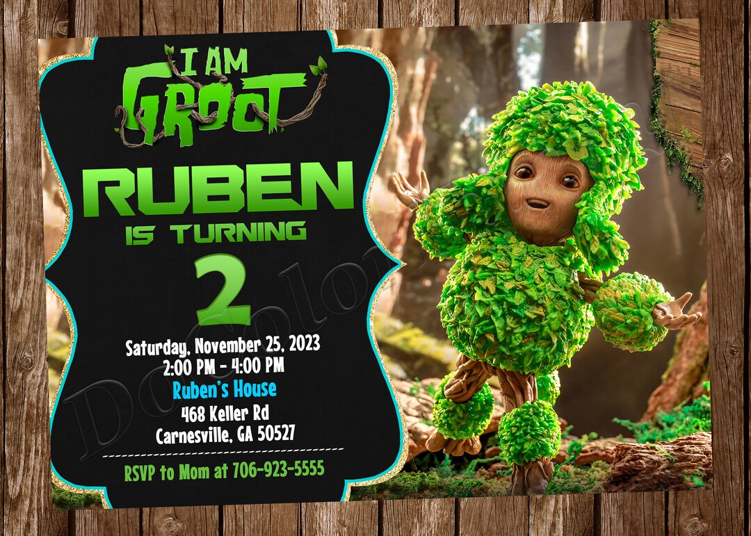 Groot Invitation Groot Birthday Groot Party Groot Invite Groot Digital ...