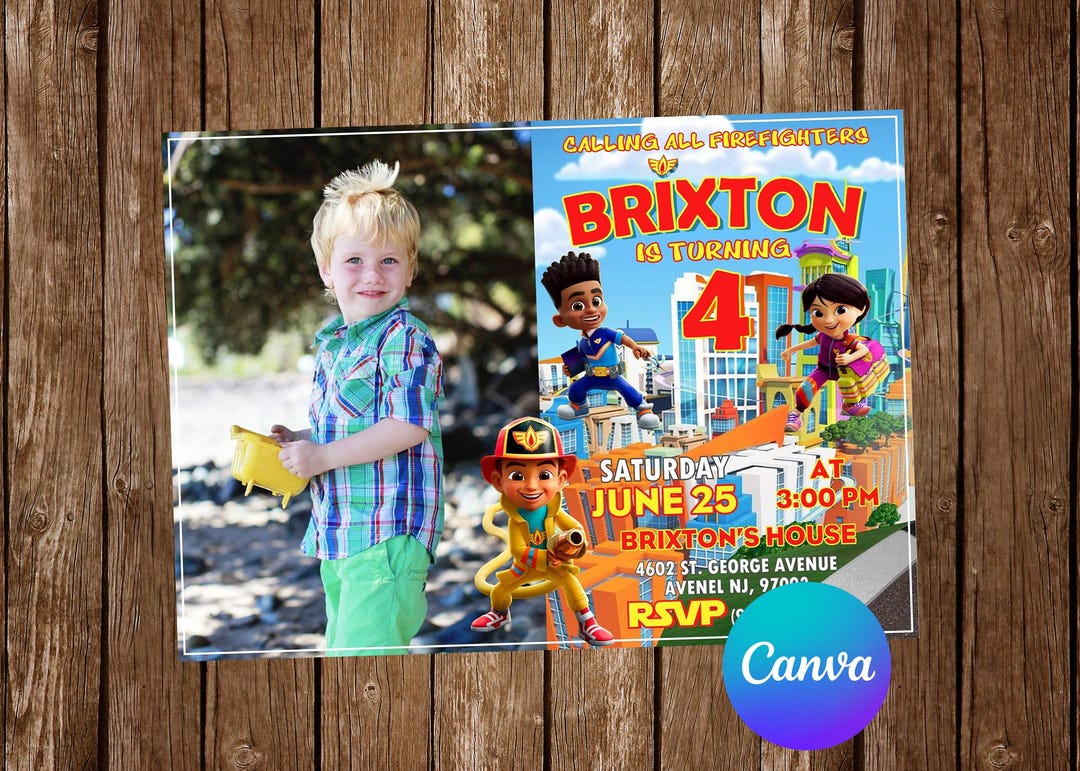 Firebuds Invitation Birthday Party Firebuds Birthday Invitation ...