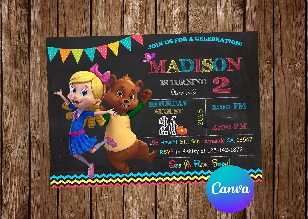 Goldie and Bear Invitation Birthday Party Goldie and Bear Birthday ...