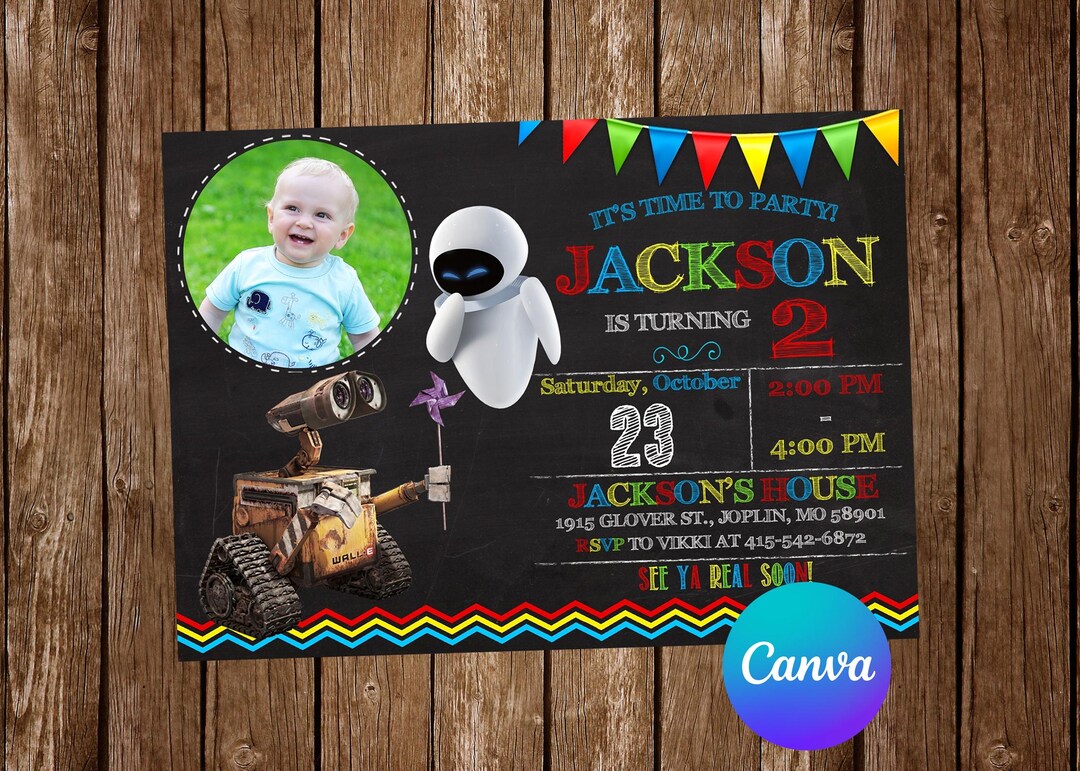 Wall E Invitation Birthday Party Wall E Birthday Invitation Wall E ...