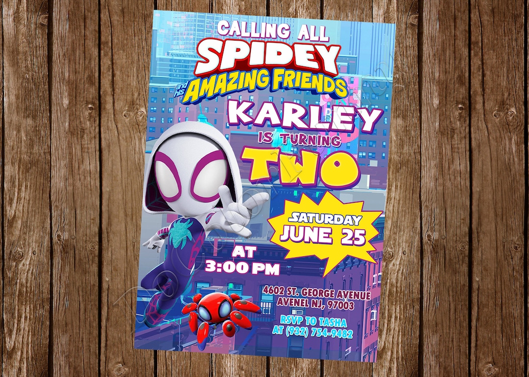 Spidey and His Amazing Friends Invitation Spidey Invitation Spidey ...
