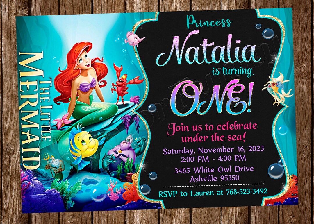 Little Mermaid Invitation Ariel Invitation Little Mermaid Birthday ...
