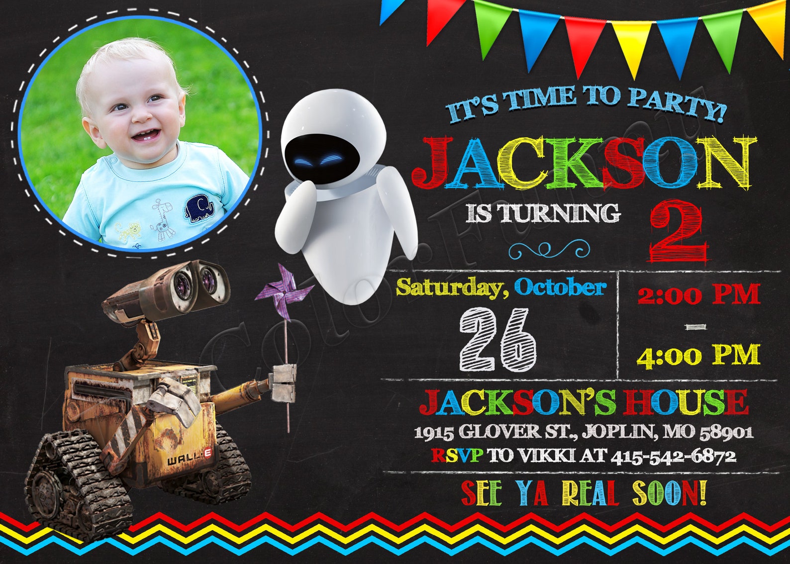 Wall E Invitation Wall E Birthday Party Invitation Wall E Party Wall E ...