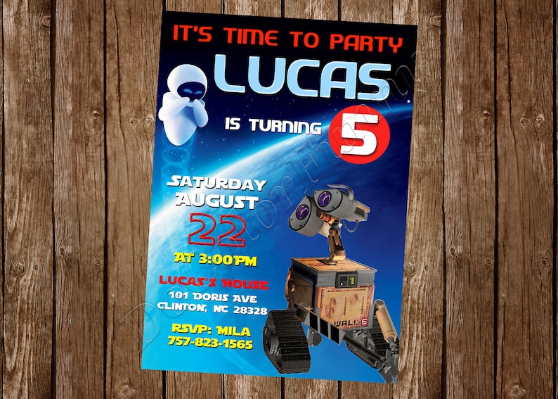 Wall E Invitation Wall E Birthday Party Invitation Wall E Party Wall E ...
