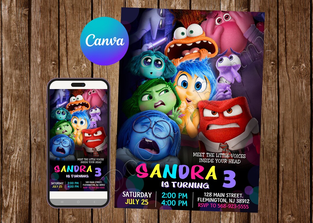 Inside Out Invitation Birthday Party Inside Out Birthday Invitation ...