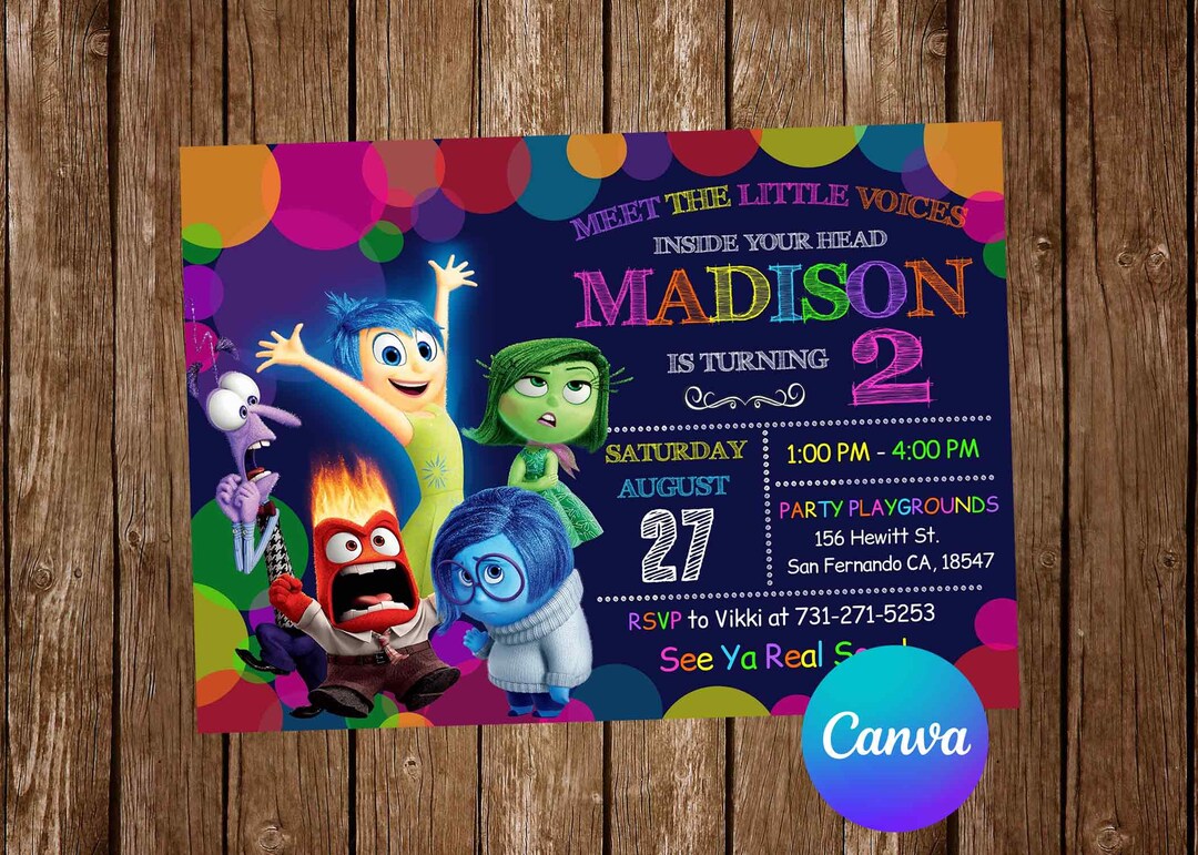 Inside Out Invitation Birthday Party Inside Out Birthday Invitation ...