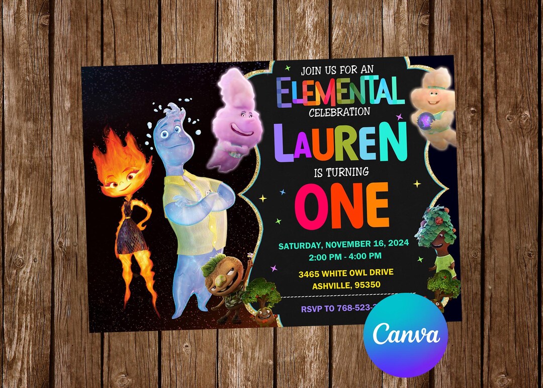 Elemental Invitation Birthday Party Elemental Birthday Invitation ...