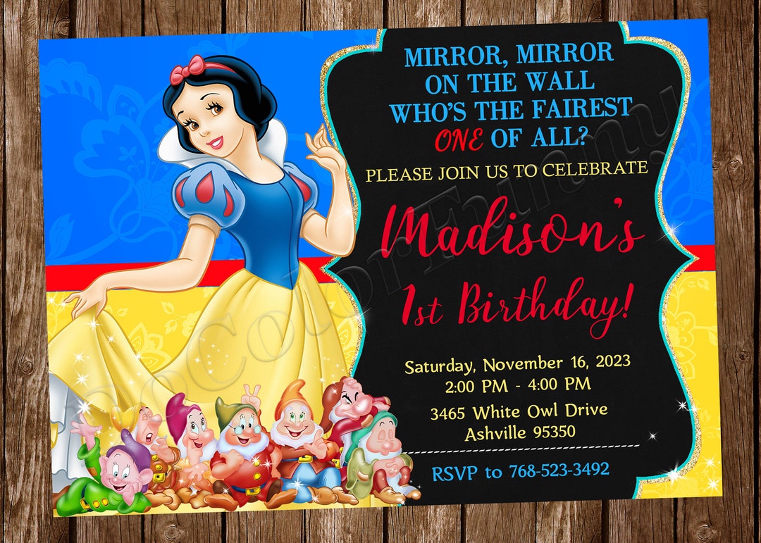 Snow White Invitation Princess Snow White Birthday Snow White Party ...