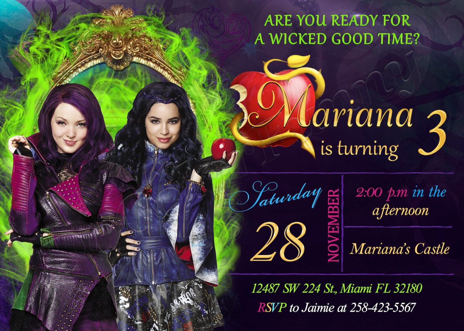 Descendants Invitation Descendants Birthday Invitation Descendants ...