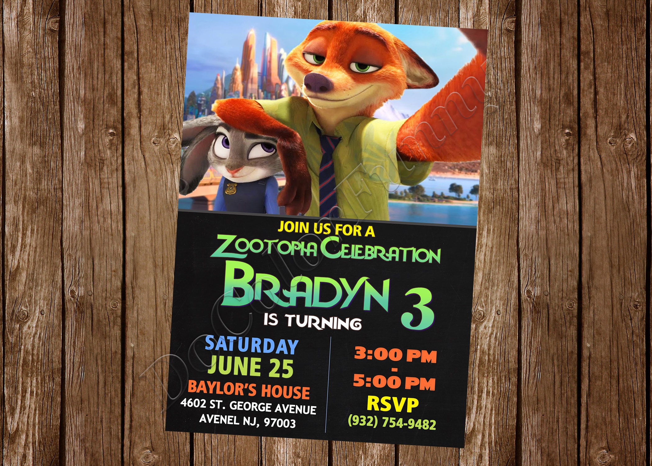 Invitación de Zootopia Invitación de cumpleaños de Zootopia Fiesta de ...