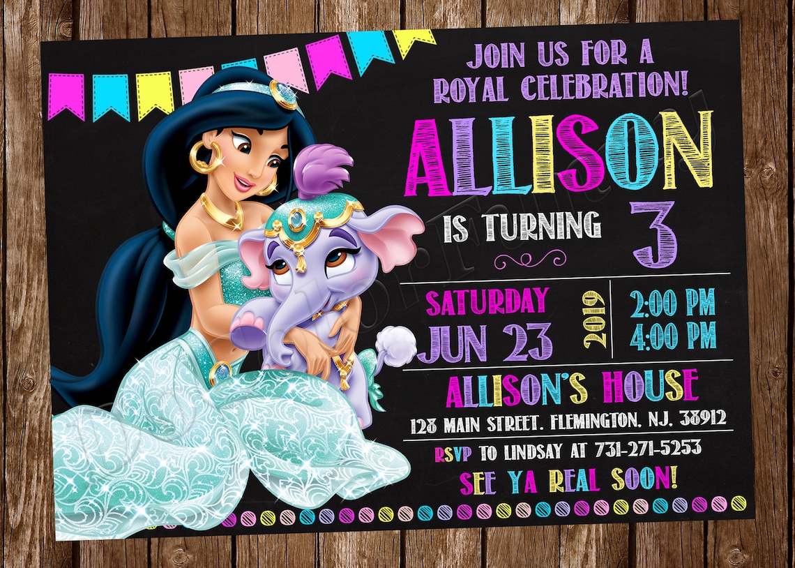 Jasmine Invitation Princess Jasmine Invitation Jasmine Birthday Jasmine ...