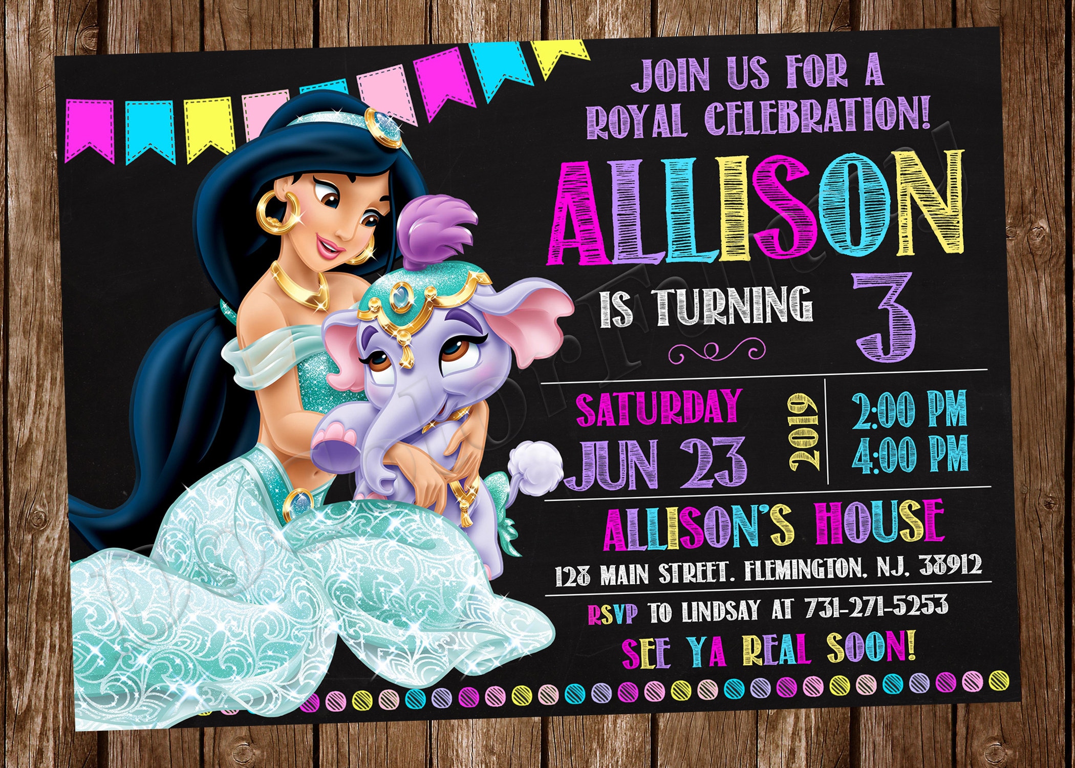 Jasmine Invitation Princess Jasmine Invitation Jasmine Birthday Jasmine ...