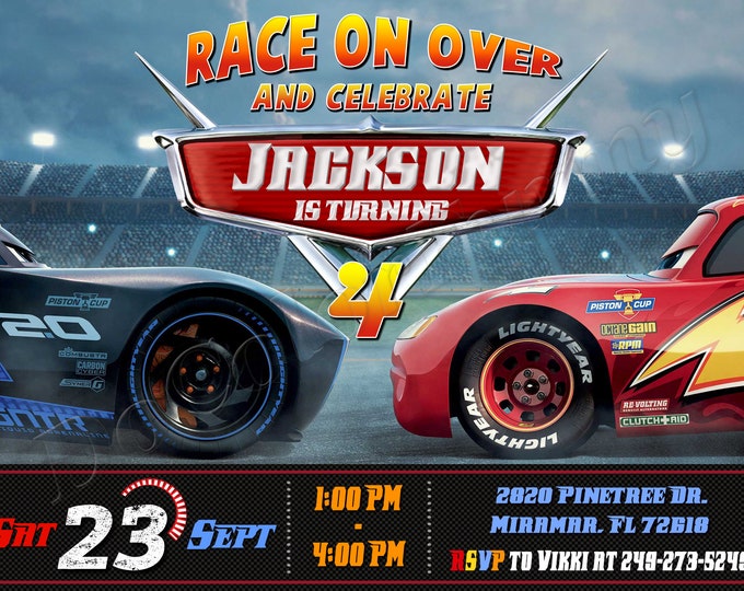 Cars Invitation Cars Birthday Invitation Cars Party Cars Invite Cars ...