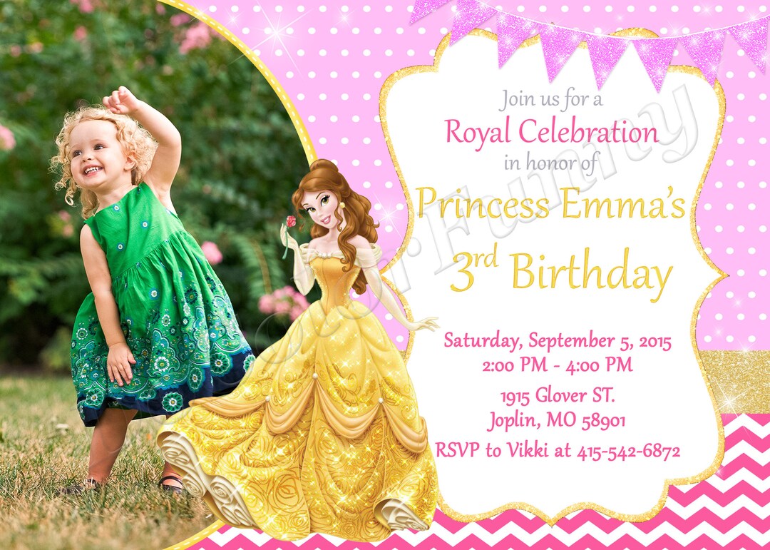 Belle Invitation Princess Belle Invitation Belle Birthday Invitation ...