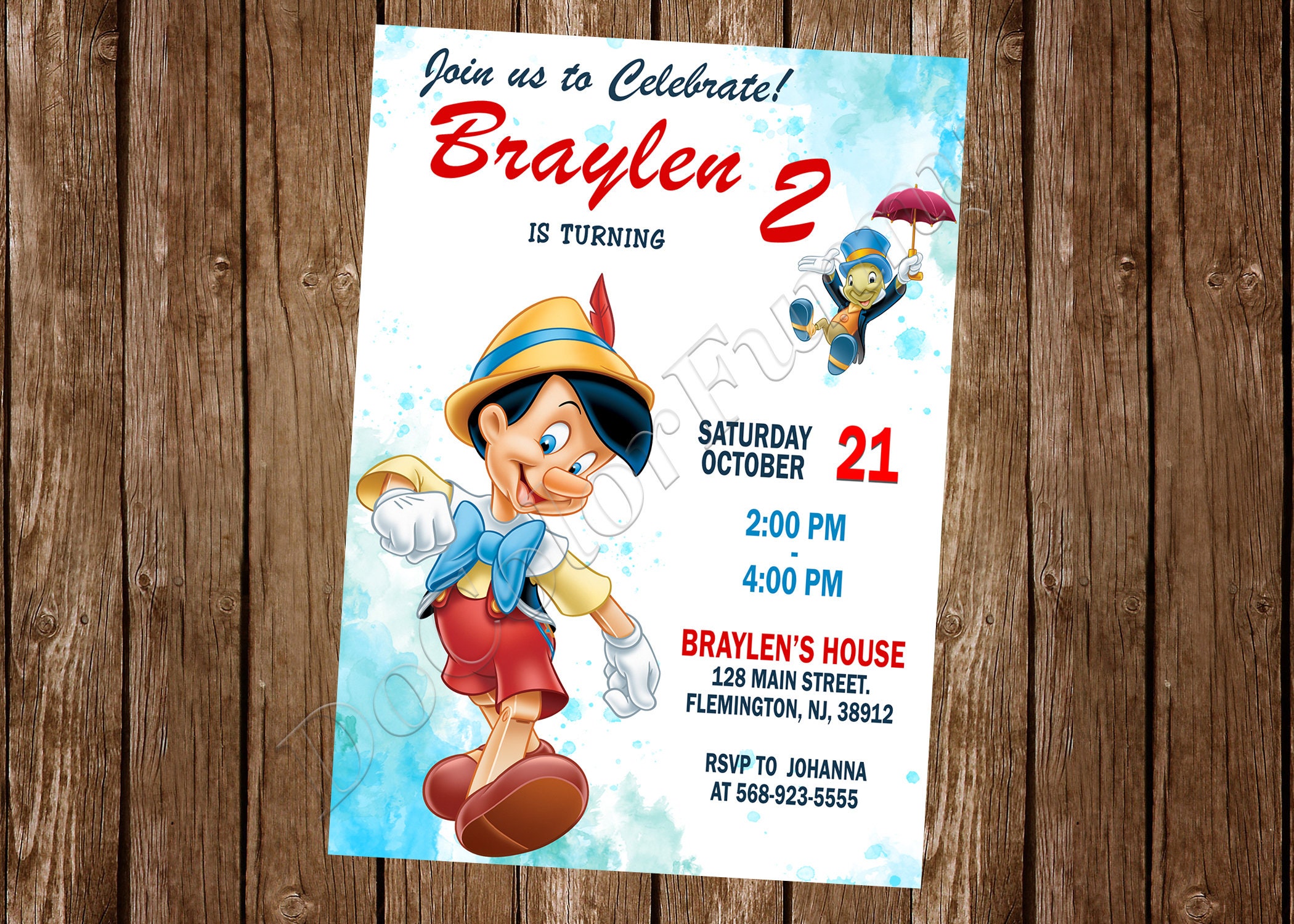 Pinocchio Invitation Pinocchio Birthday Pinocchio Party Pinocchio ...