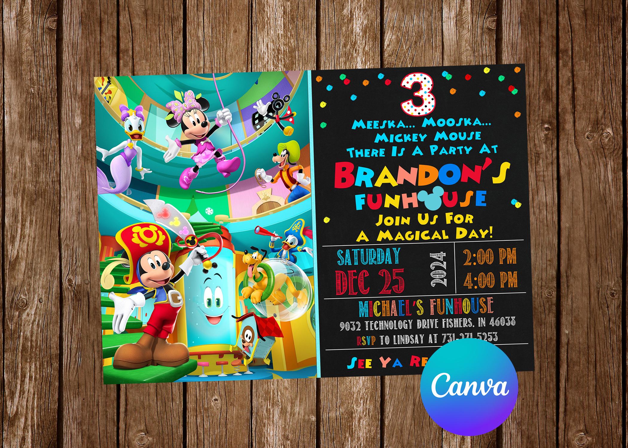 Mickey Mouse Funhouse Invitation Birthday Party Mickey Mouse Birthday ...