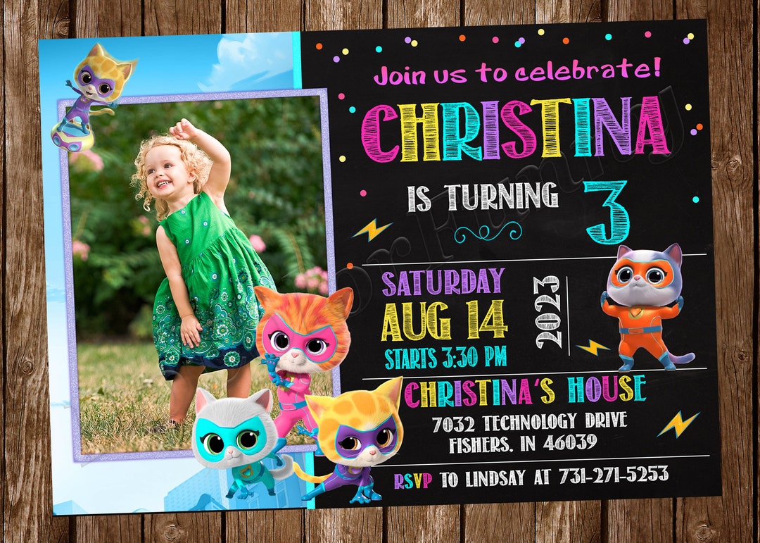 Super Kitties Invitation Super Kitties Birthday Super Kitties Party ...