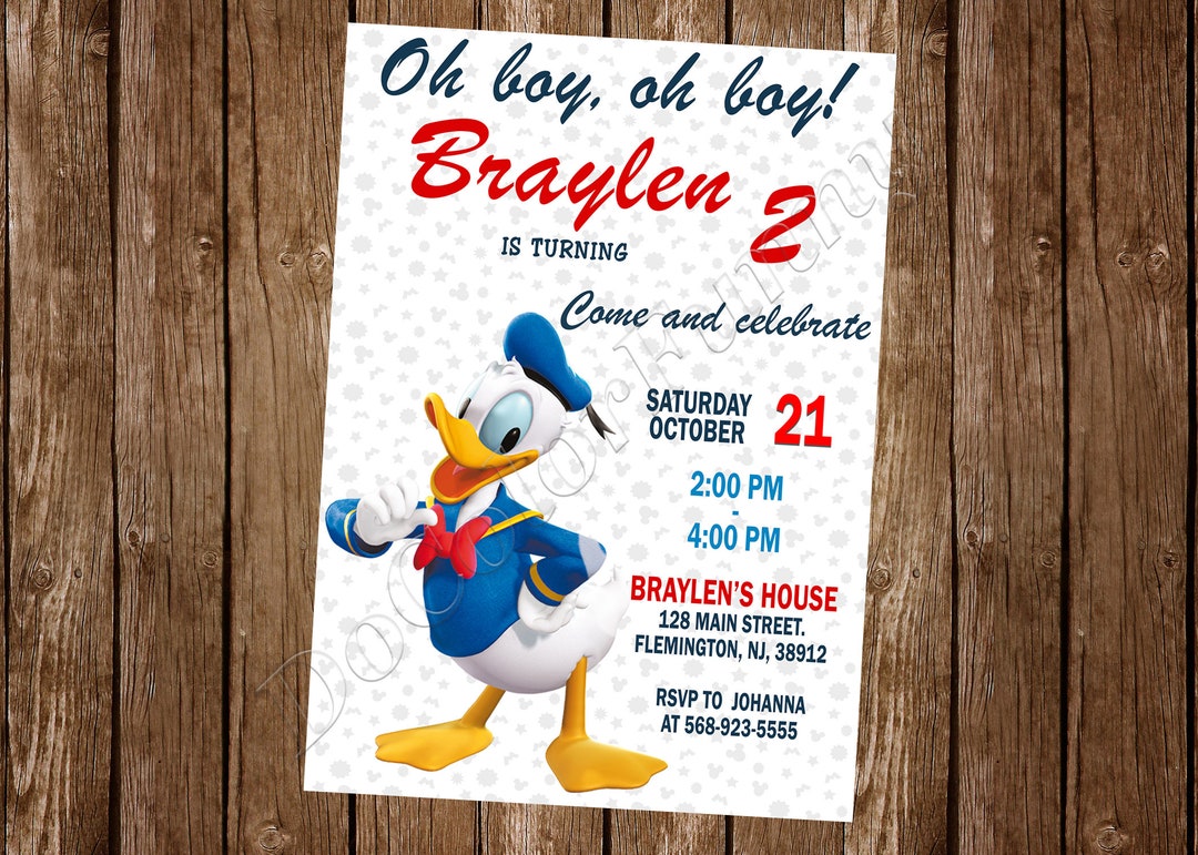 Donald Duck Invitation Donald Invitation Donald Duck Birthday Donald ...