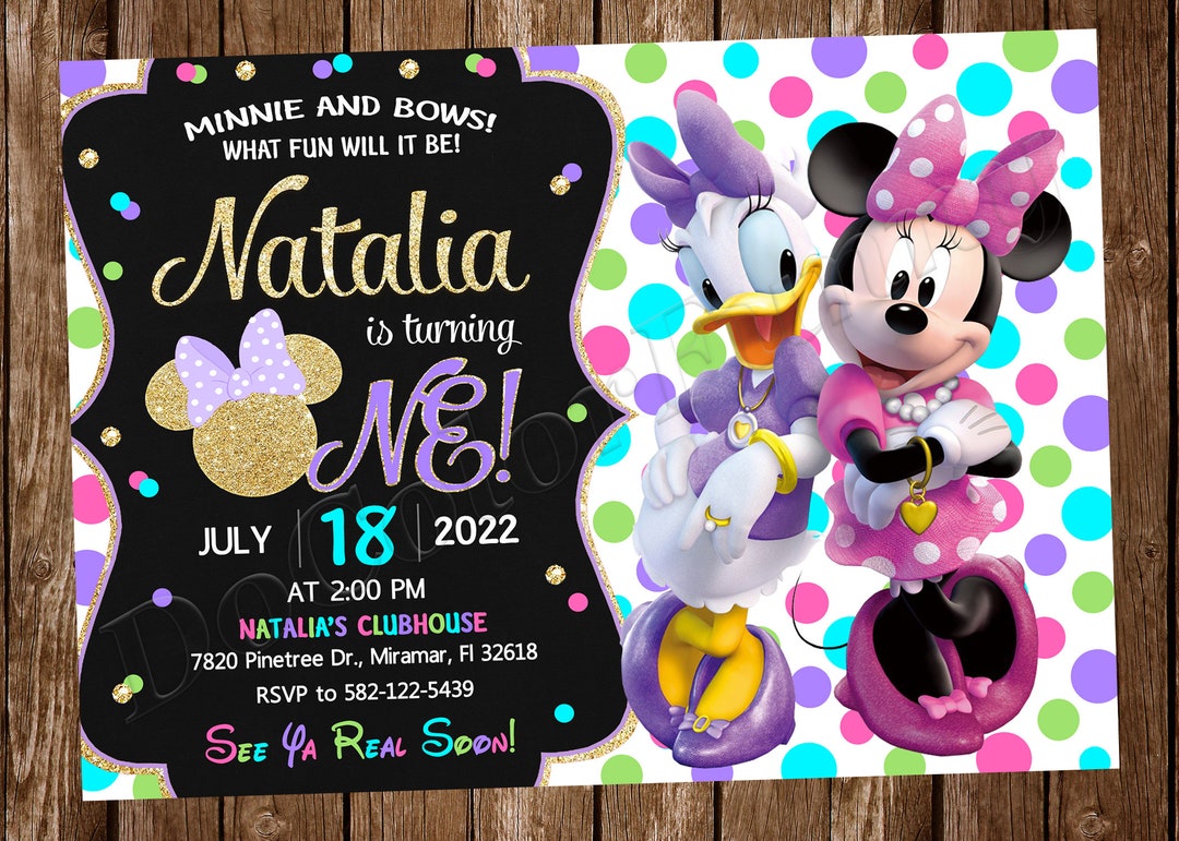 Minnie Mouse Invitation Daisy Duck Invitation Pink Minnie Mouse ...