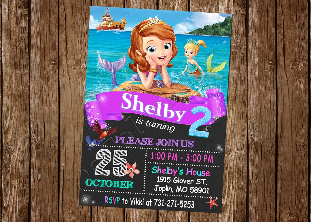 Sofia Invitation Sofia Mermaid Invitation Princess Sofia Invitation